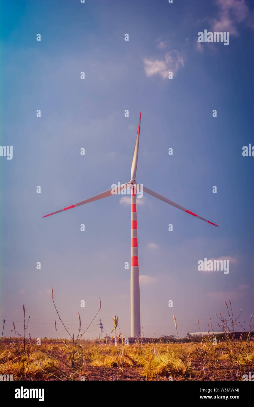 Wind Turbine Power Concept, Vintage in Colour Stock Photo - Alamy