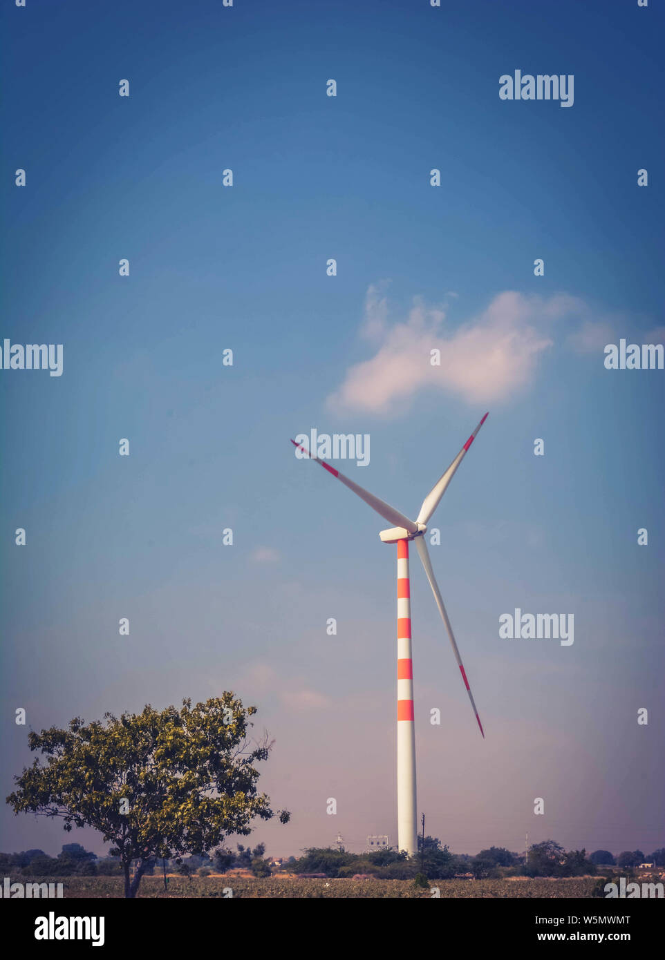 Wind Turbine Power Concept, Vintage in Colour Stock Photo - Alamy