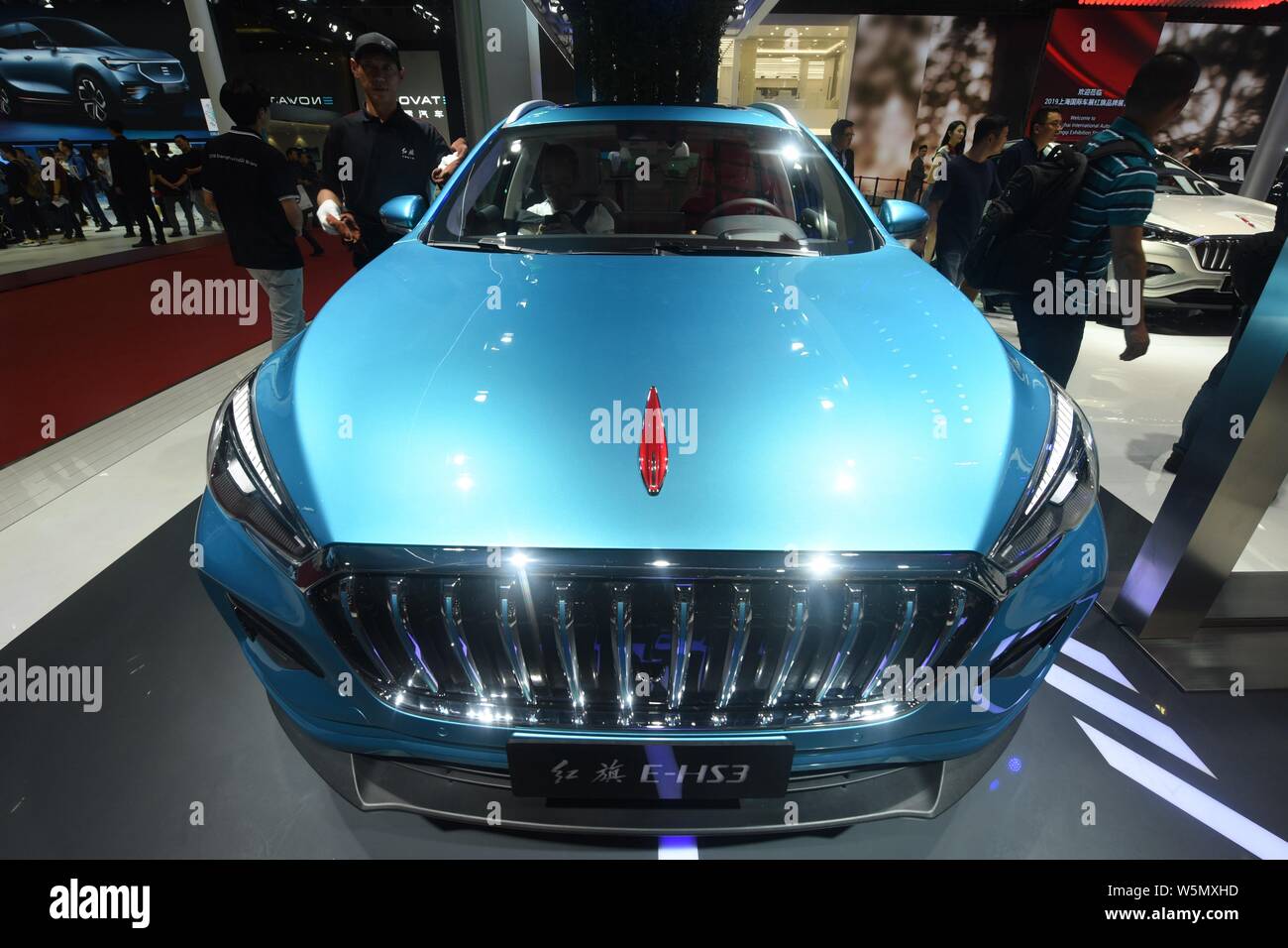 A Hongqi or Red Flag E-HS3 electric SUV of FAW Group is displayed ...