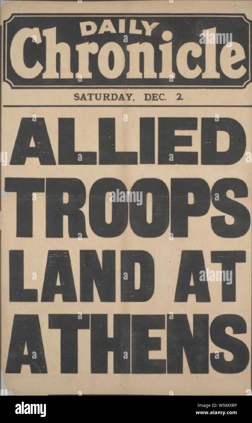 Daily Chronicle Alled Troops Land at Athens 2 Dec 1916 Stock Photo - Alamy