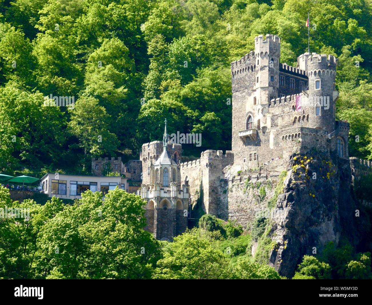 Medieval Rheinstein Castle on the Rhine River Stock Photo - Alamy