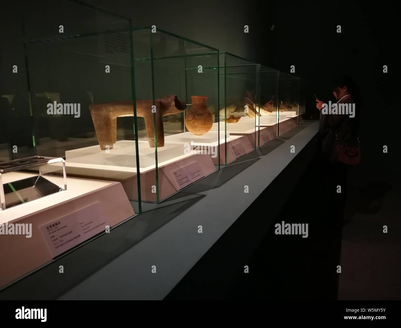 View of cultural relics on display at the Exhibition of treasures from ...