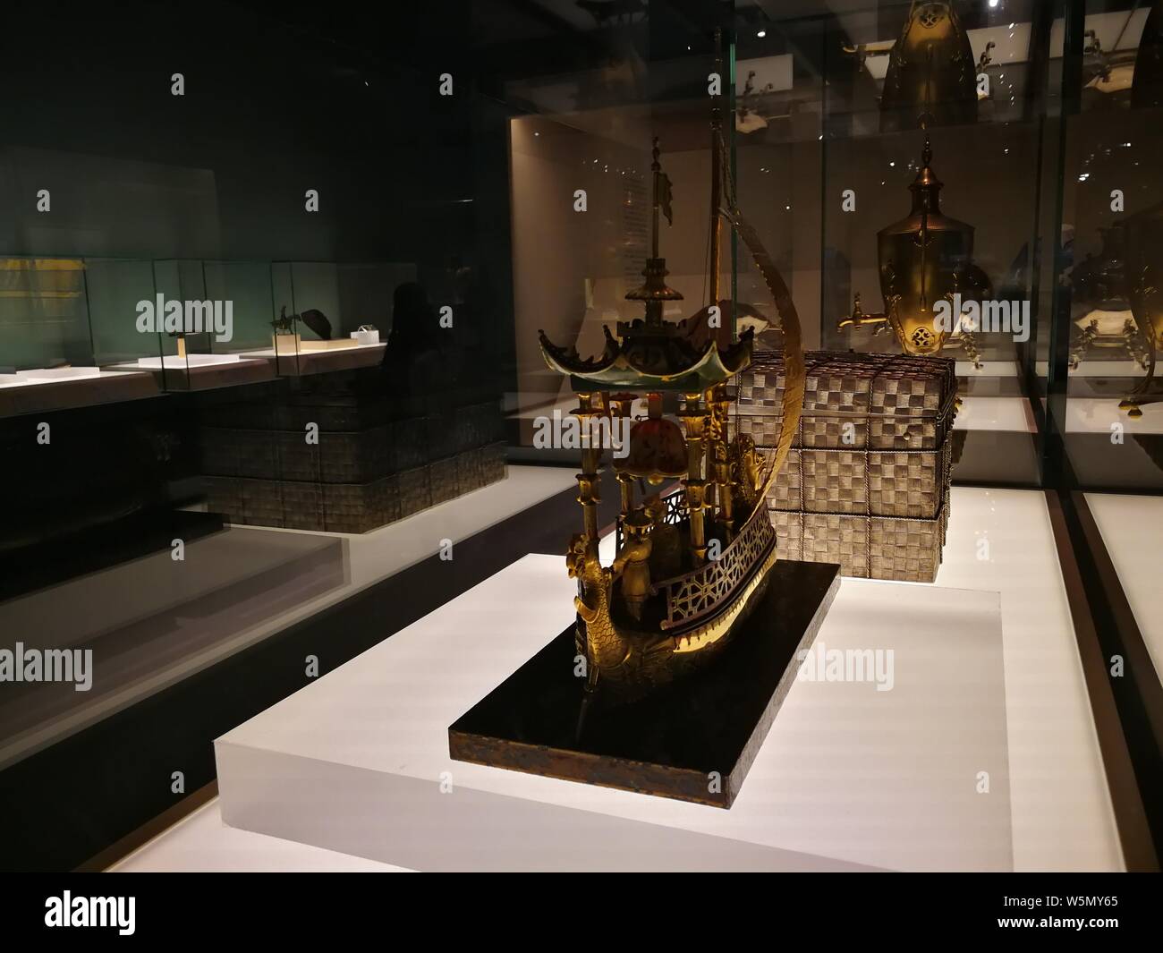 View of cultural relics on display at the Exhibition of treasures from ...