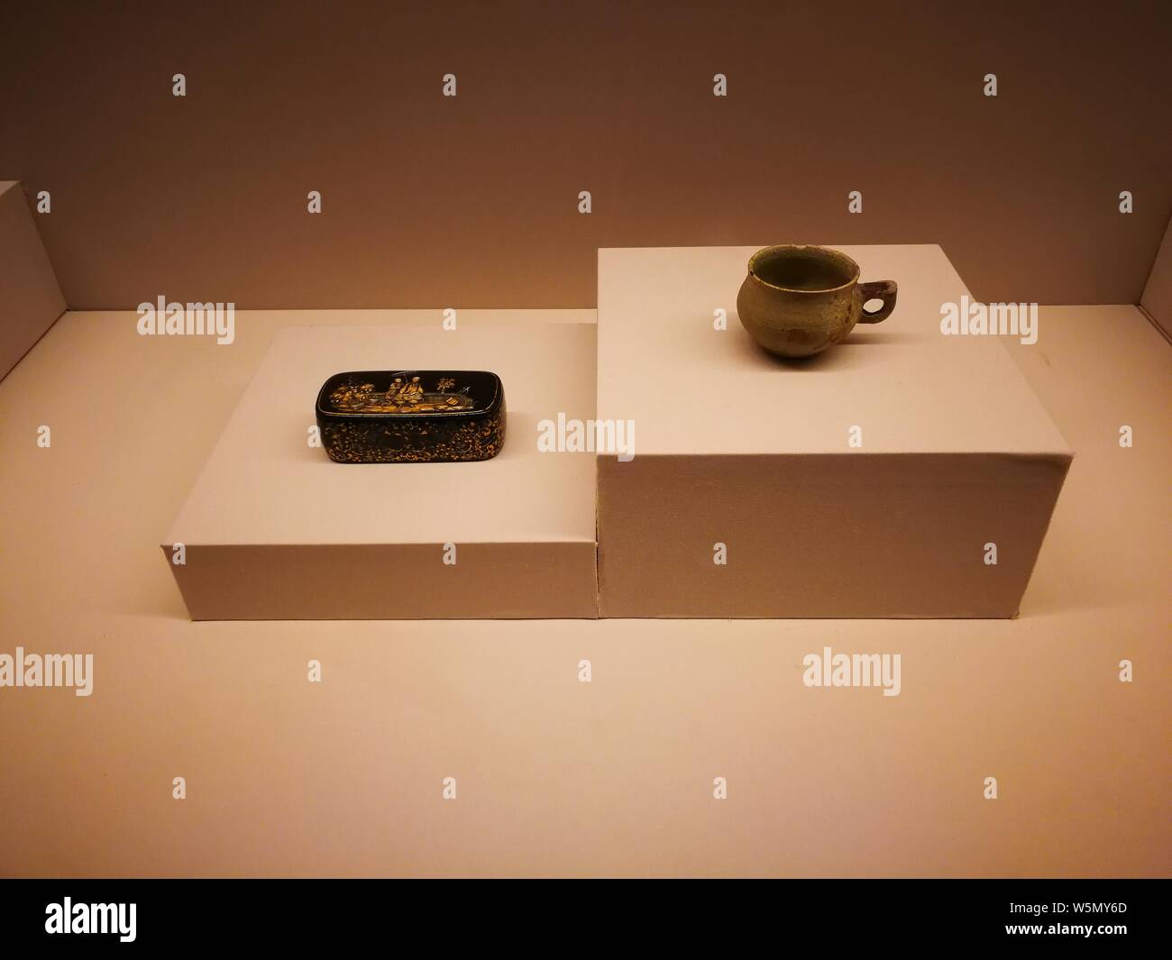 View of cultural relics on display at the Exhibition of treasures from ...