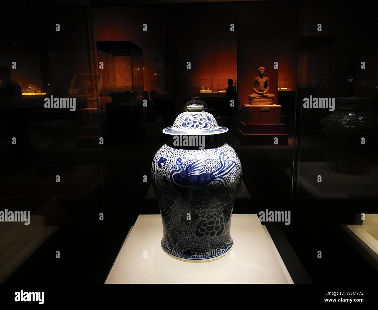 View of cultural relics on display at the Exhibition of treasures from ...