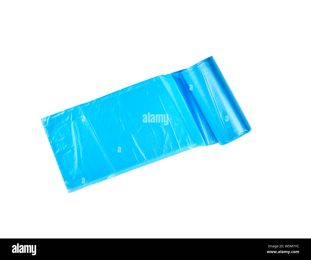 twisted blue plastic bags for bin isolated on white background Stock ...