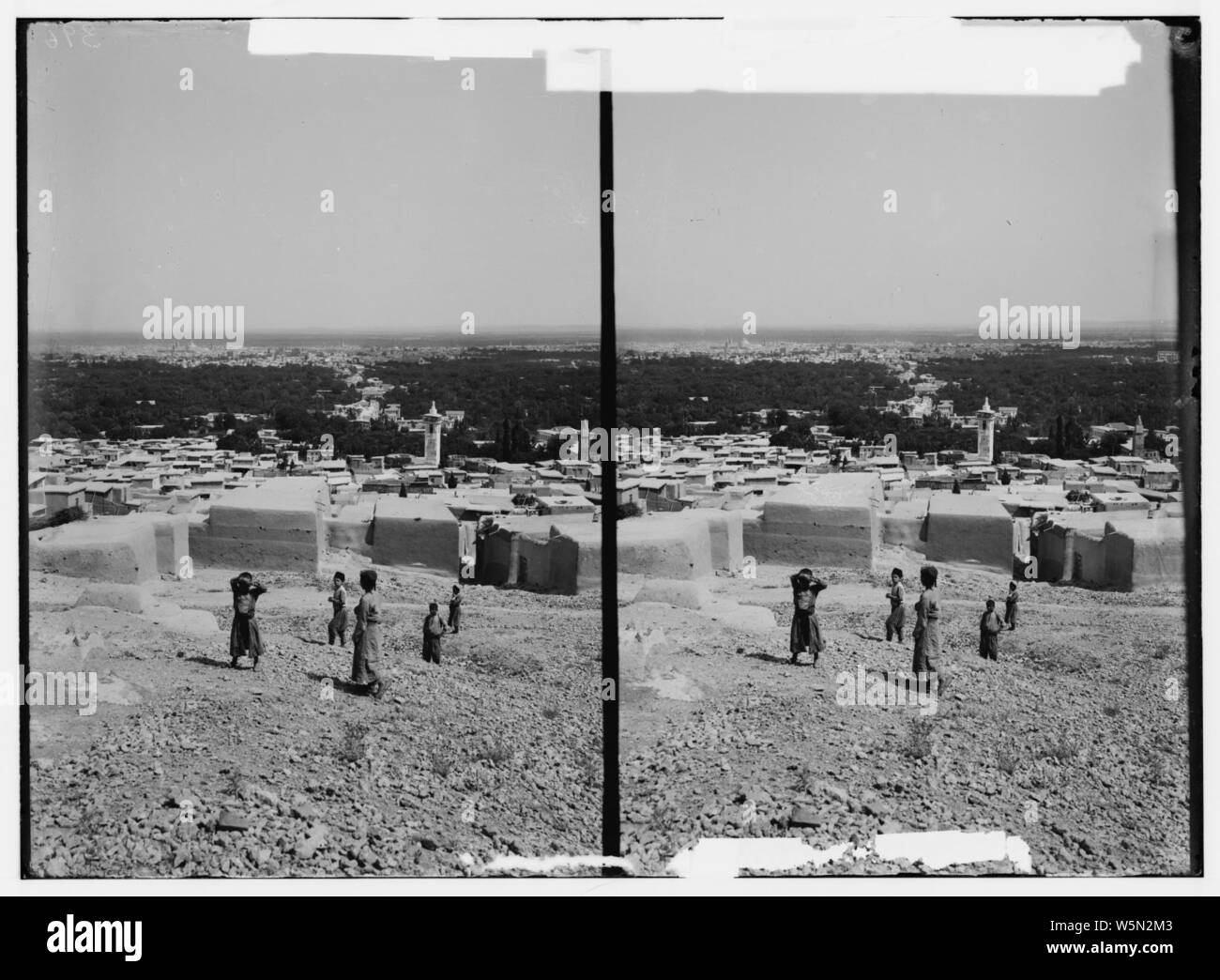 Damascus (Esh-Sham). General view of Damascus from El-Salehiyeh Stock ...