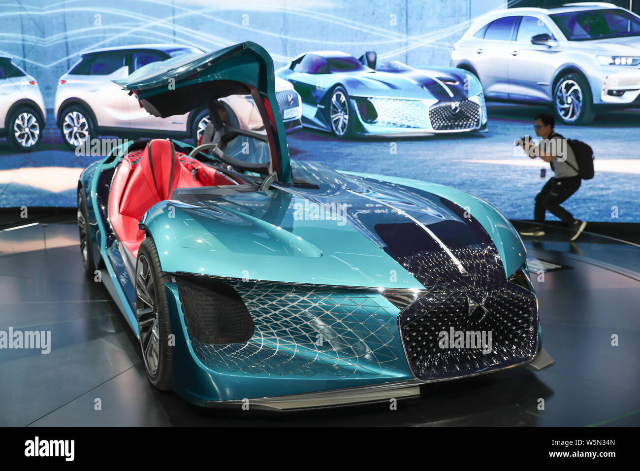 A DS X E-Tense concept car is on display during the 18th Shanghai ...