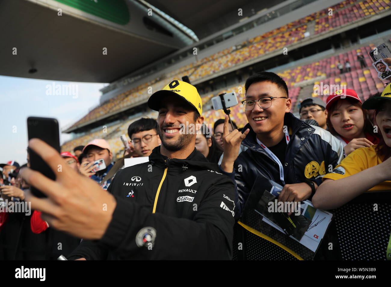 Australian racing driver Daniel Ricciardo of Renault F1 Team takes ...