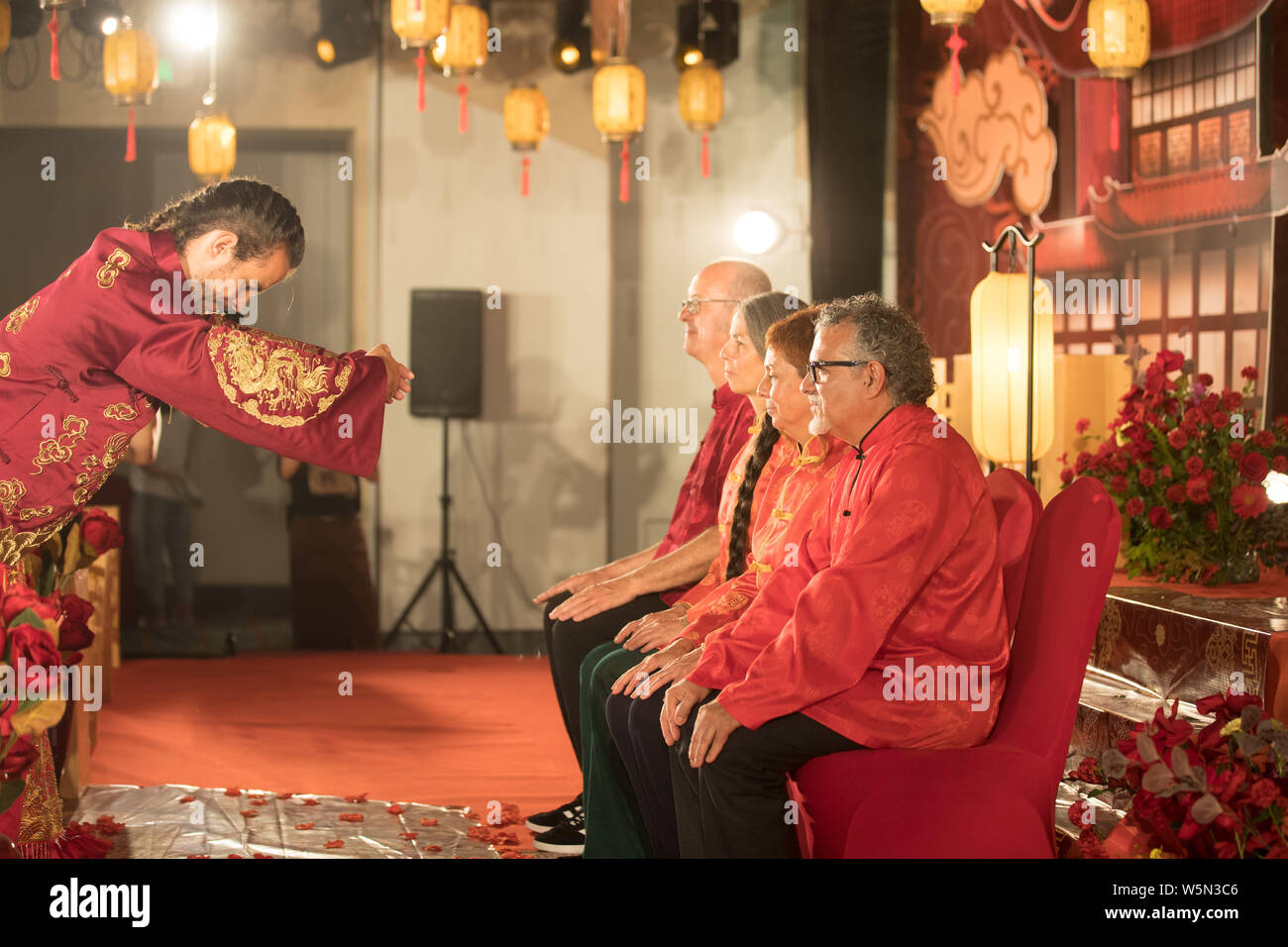 French groom Timote and Spanish bride Anais attend a Chinese-style ...