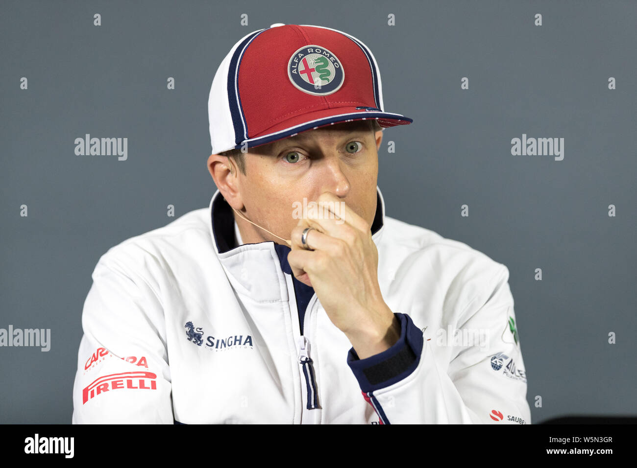 Finnish racing driver Kimi Raikkonen of Alfa Romeo Racing attends a ...