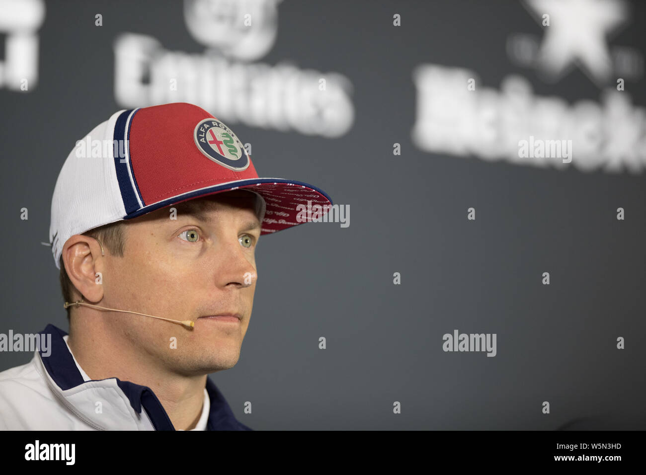 Finnish racing driver Kimi Raikkonen of Alfa Romeo Racing attends a ...