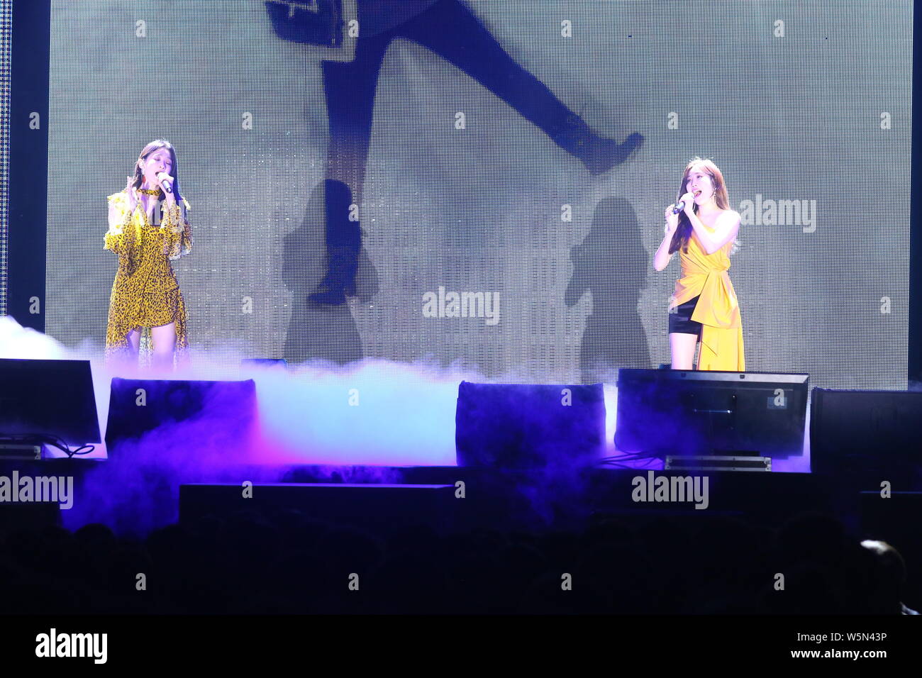 Lee Hae-ri and Kang Min-kyung of South Korean pop duo Davichi perform ...
