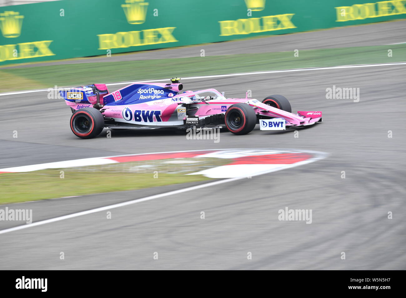 Canadian-Belgian racing driver Lance Stroll of Racing Point competes ...