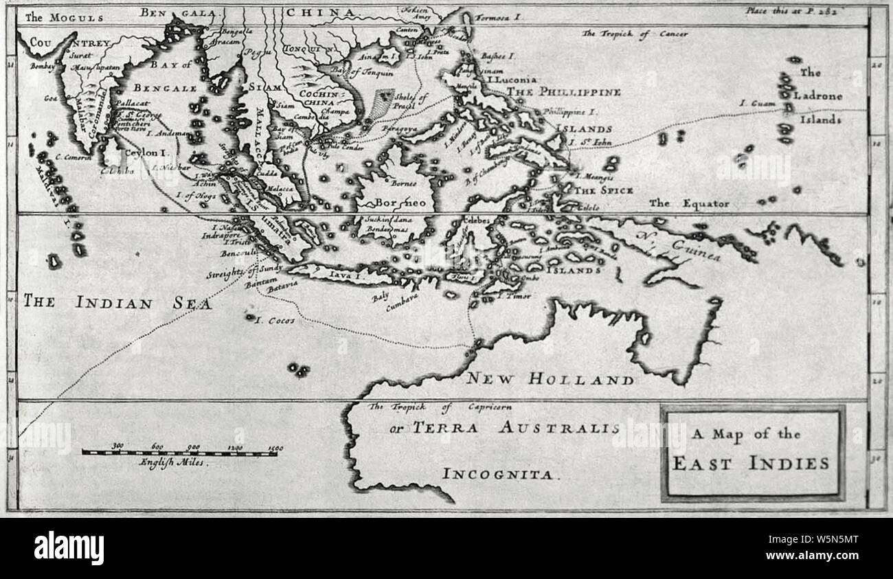 Dampier, Map of the East Indies Stock Photo - Alamy