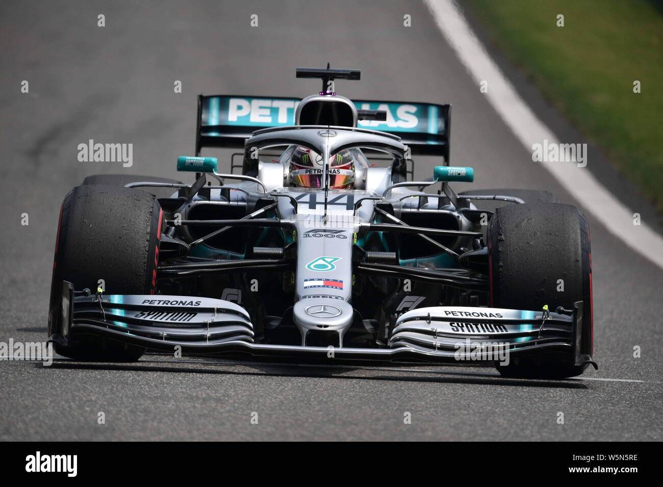 British Formula One driver Lewis Hamilton of Mercedes competes during ...