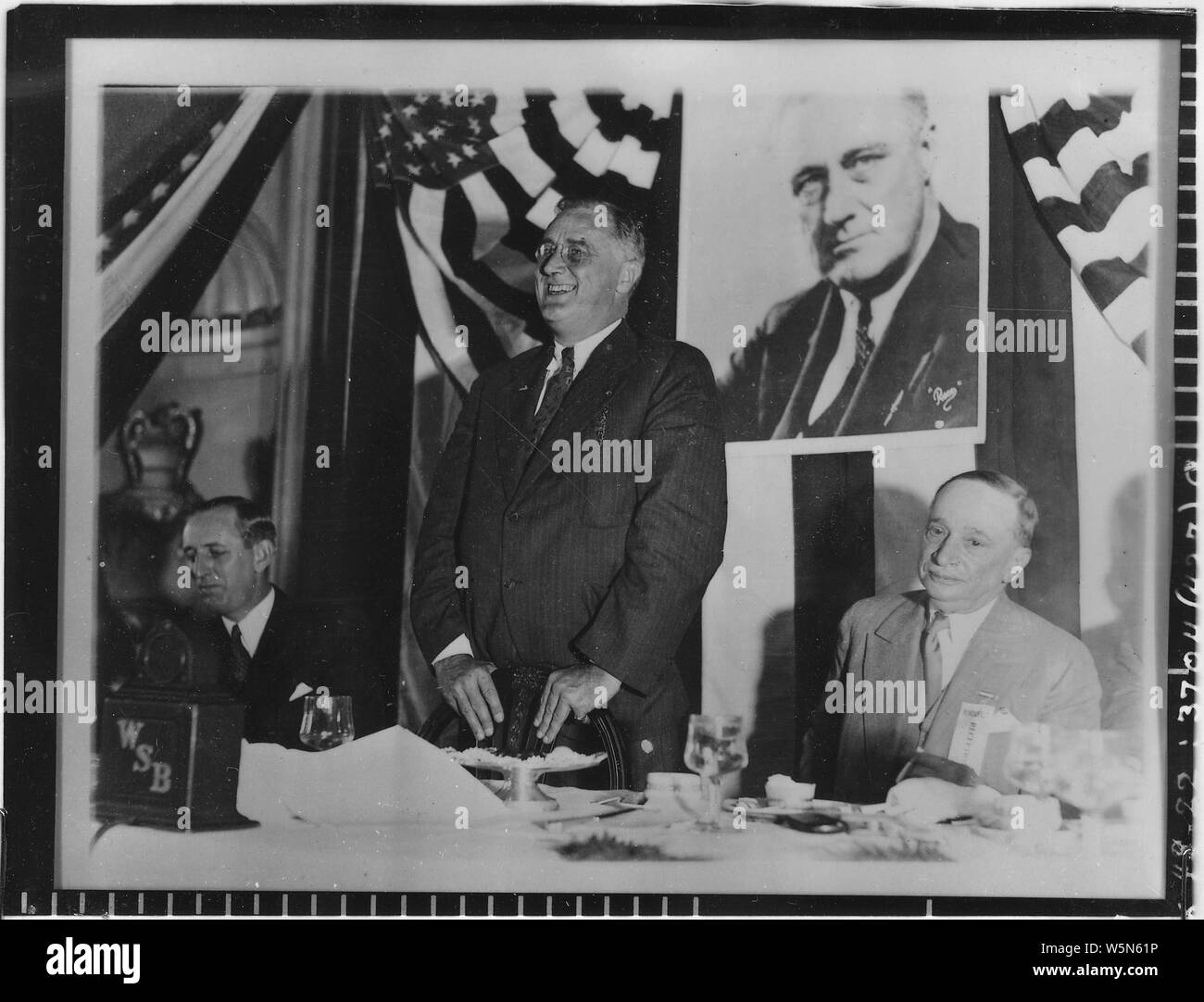 Franklin D. Roosevelt, Governor R.B. Russell, and Senator Cohen in ...