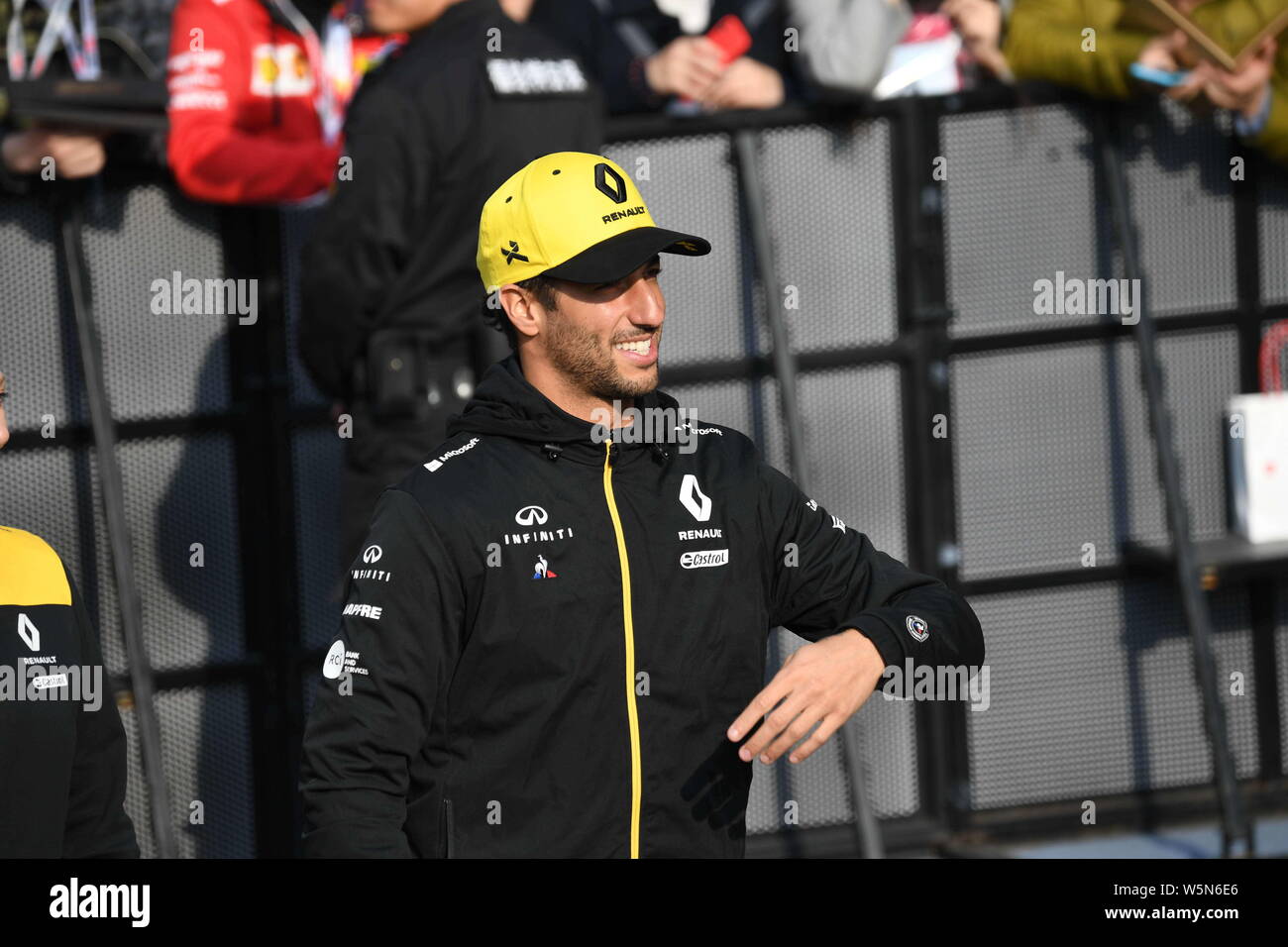 Australian racing driver Daniel Ricciardo of Renault F1 Team is ...