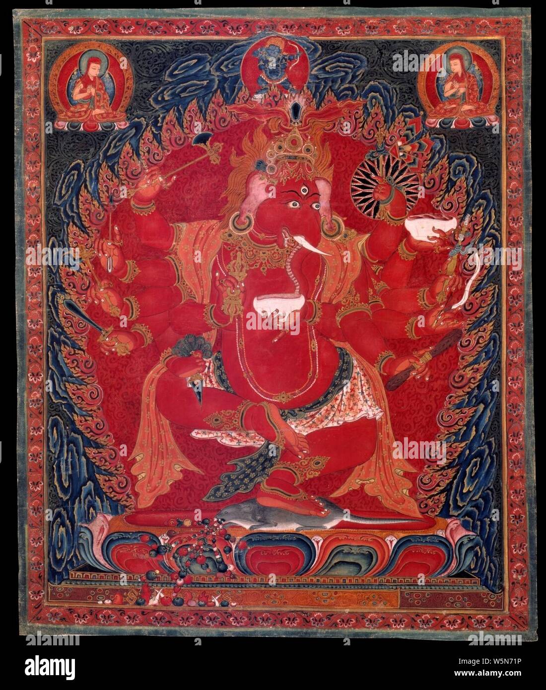 Dancing Red Ganapati of the Three Red Deities Stock Photo - Alamy