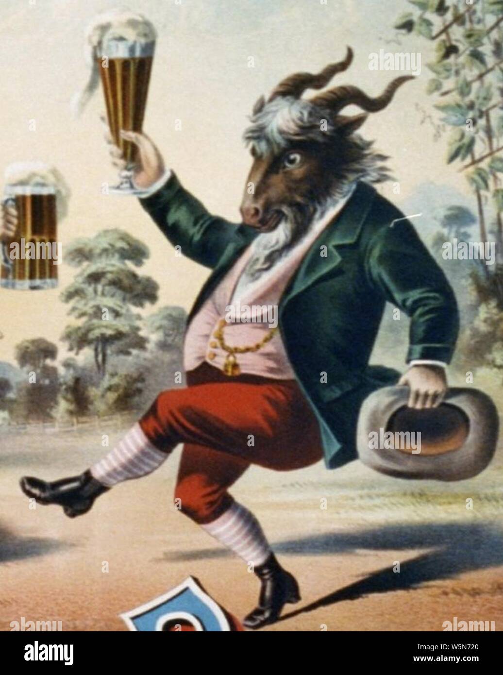 Dancing Goat detail, Bock beer Stock Photo - Alamy