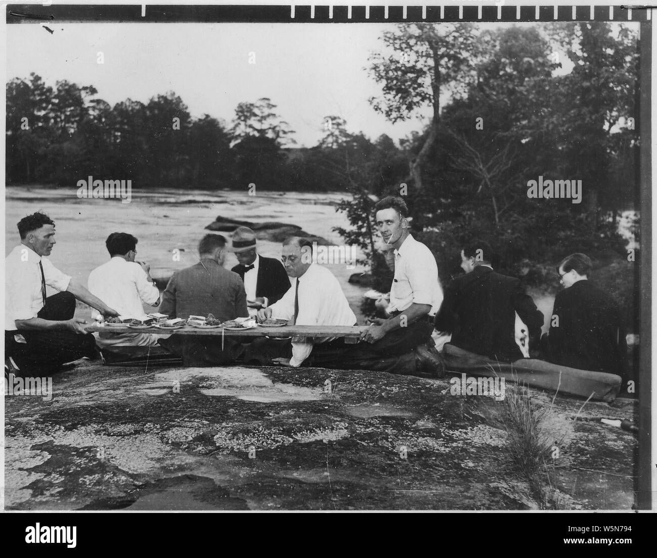 Franklin D. Roosevelt, and seven other men in Warm Springs, Georgia ...