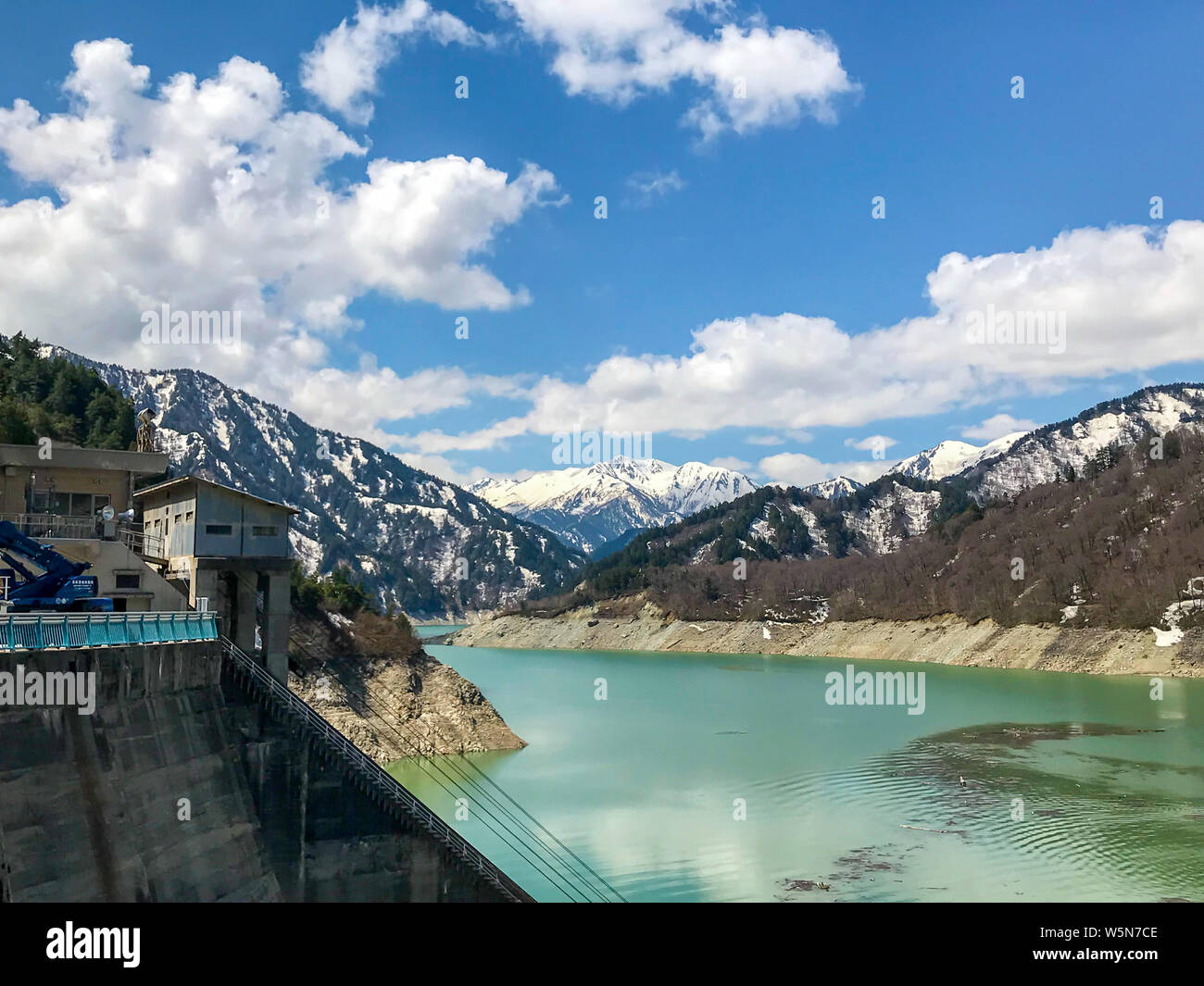 Beautiful Tateyama Kurobe dam on mountain view with blue sky background ...