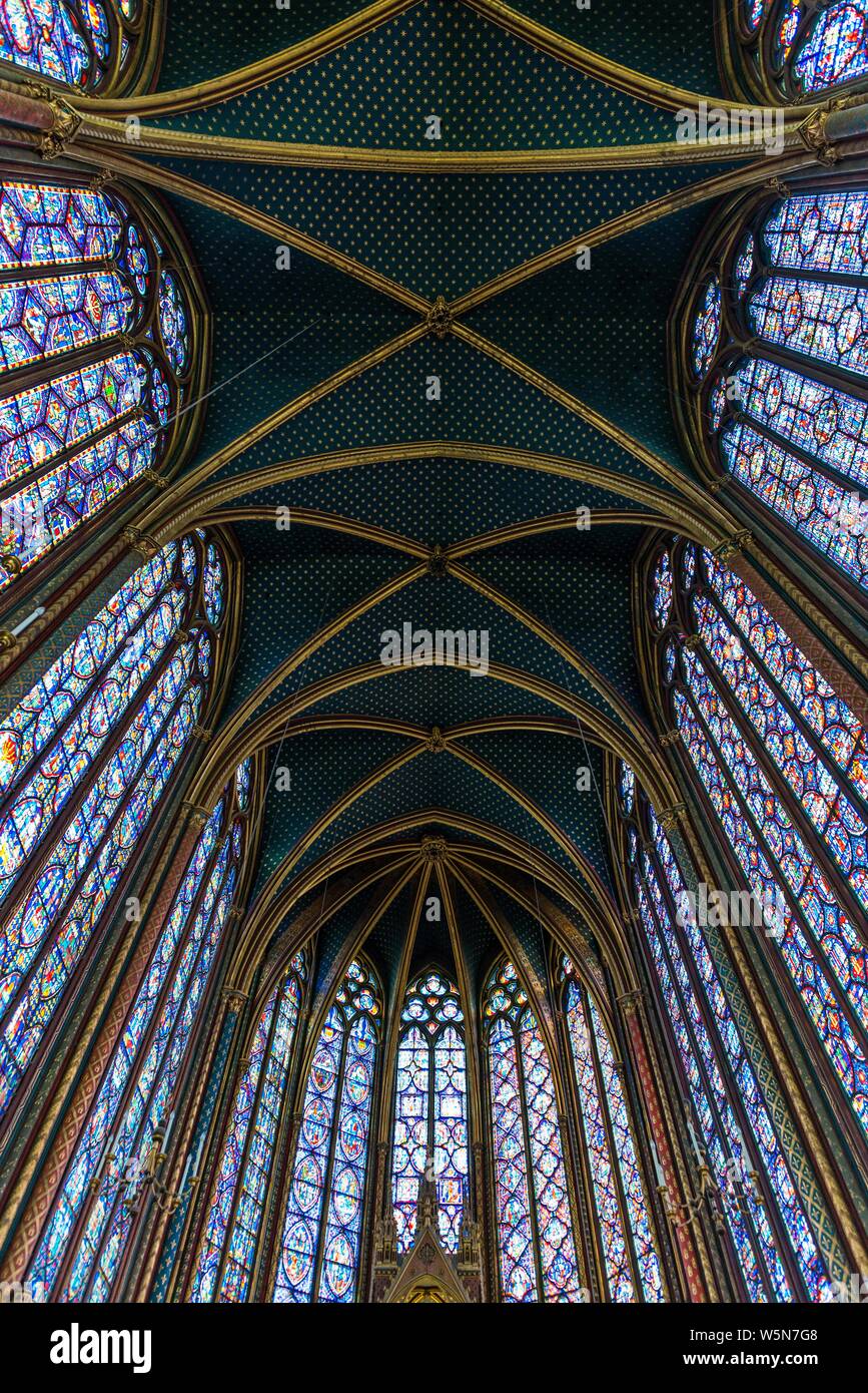 Nave, Interior, Upper Chapel, Sainte-Chapelle, Ile de la Cite, Paris ...