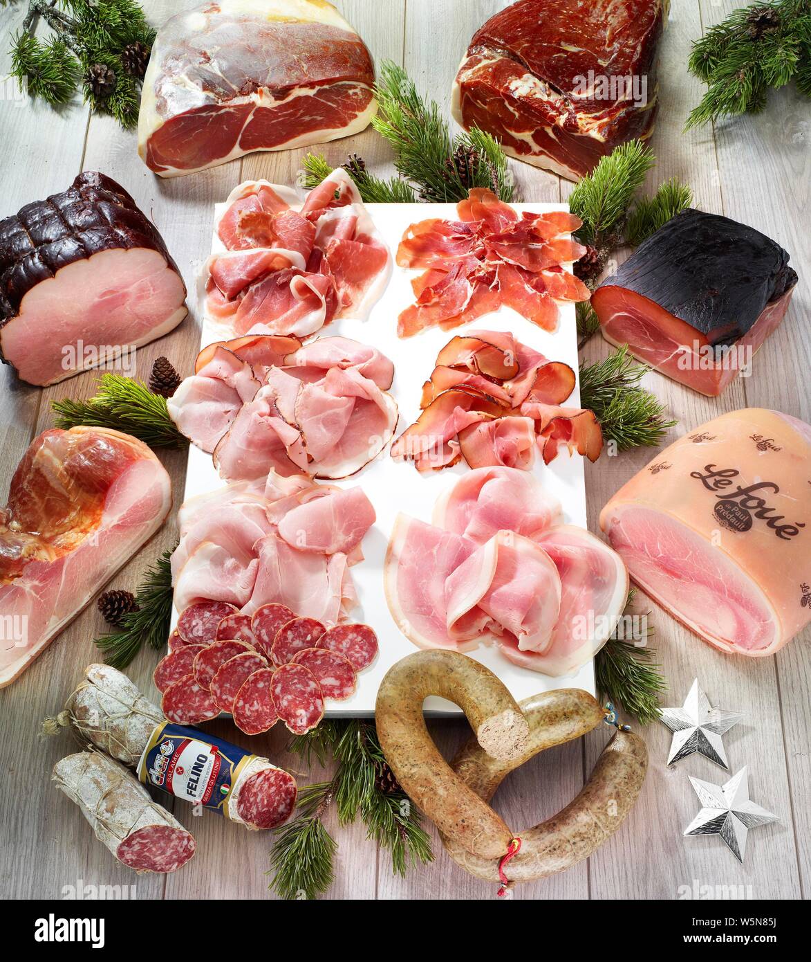 Selection of different ham and sausages, Germany Stock Photo - Alamy