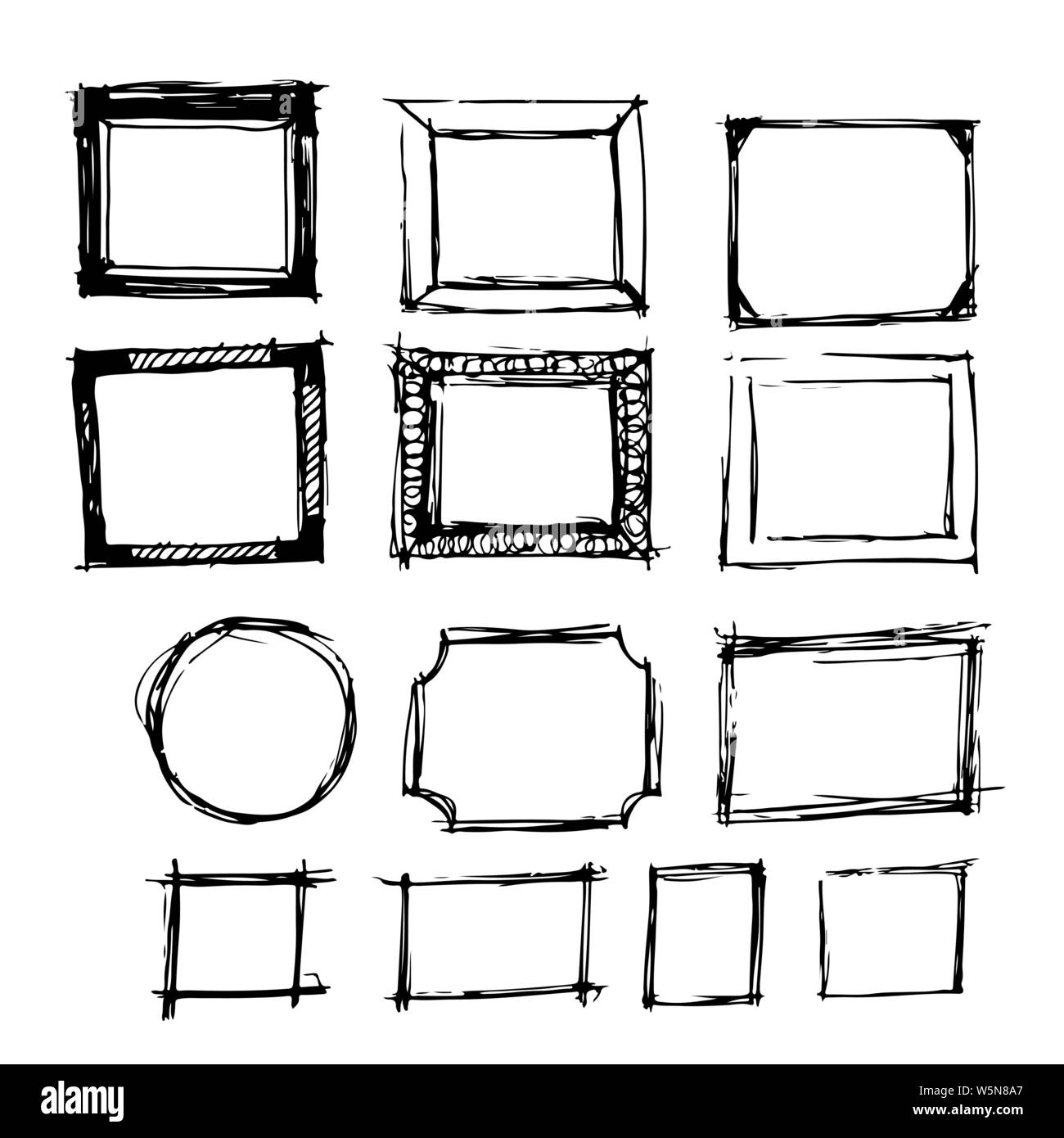Hand drawn ink sketch line frame Stock Vector Image & Art - Alamy