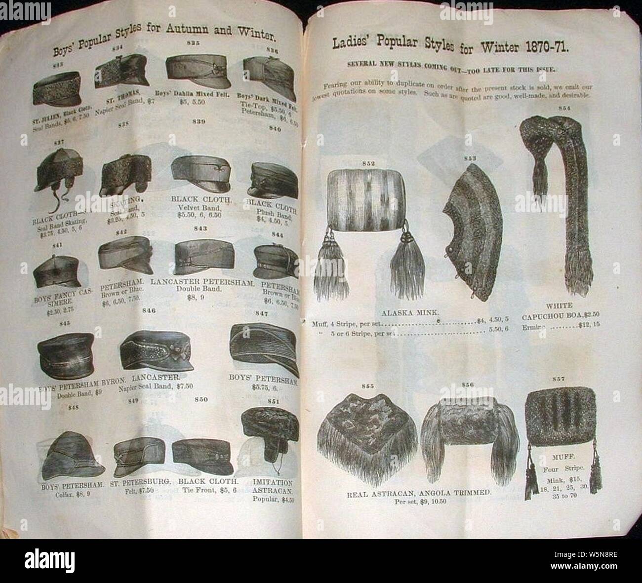 Daniel Hoffman & Co., New York 1870, Hats, Caps, Furs (3 Stock Photo ...