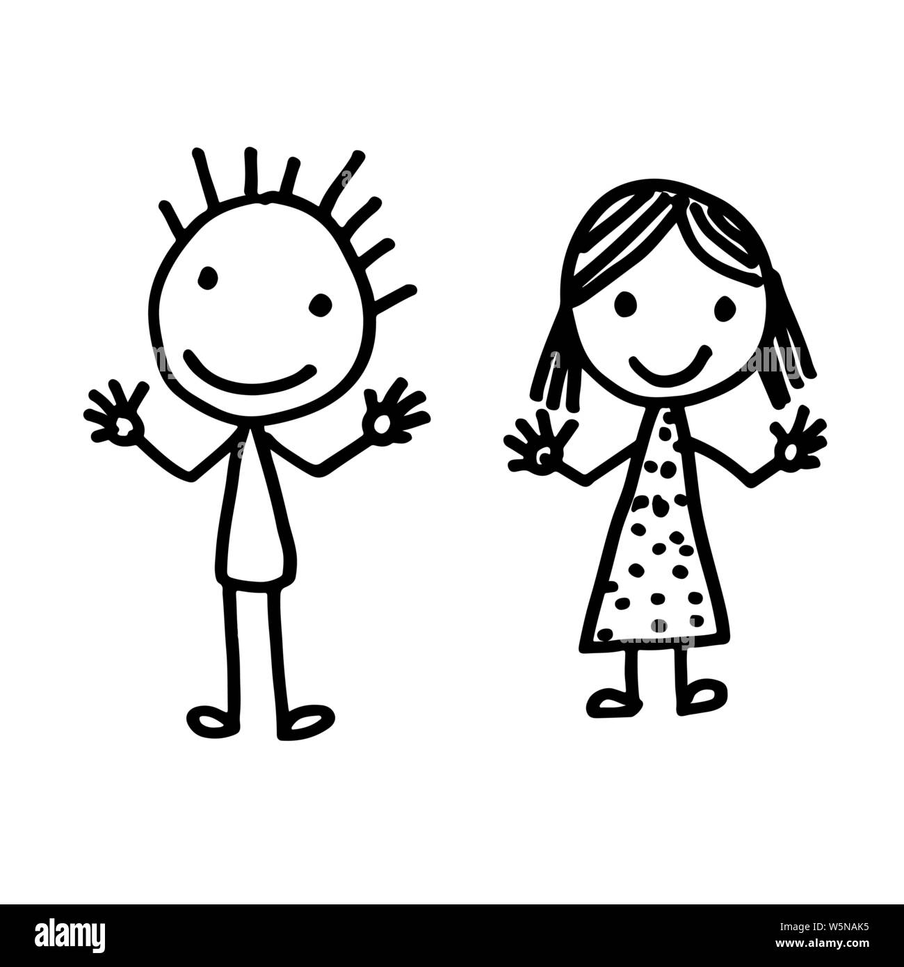 hand drawn kid cartoon Stock Vector Image & Art - Alamy