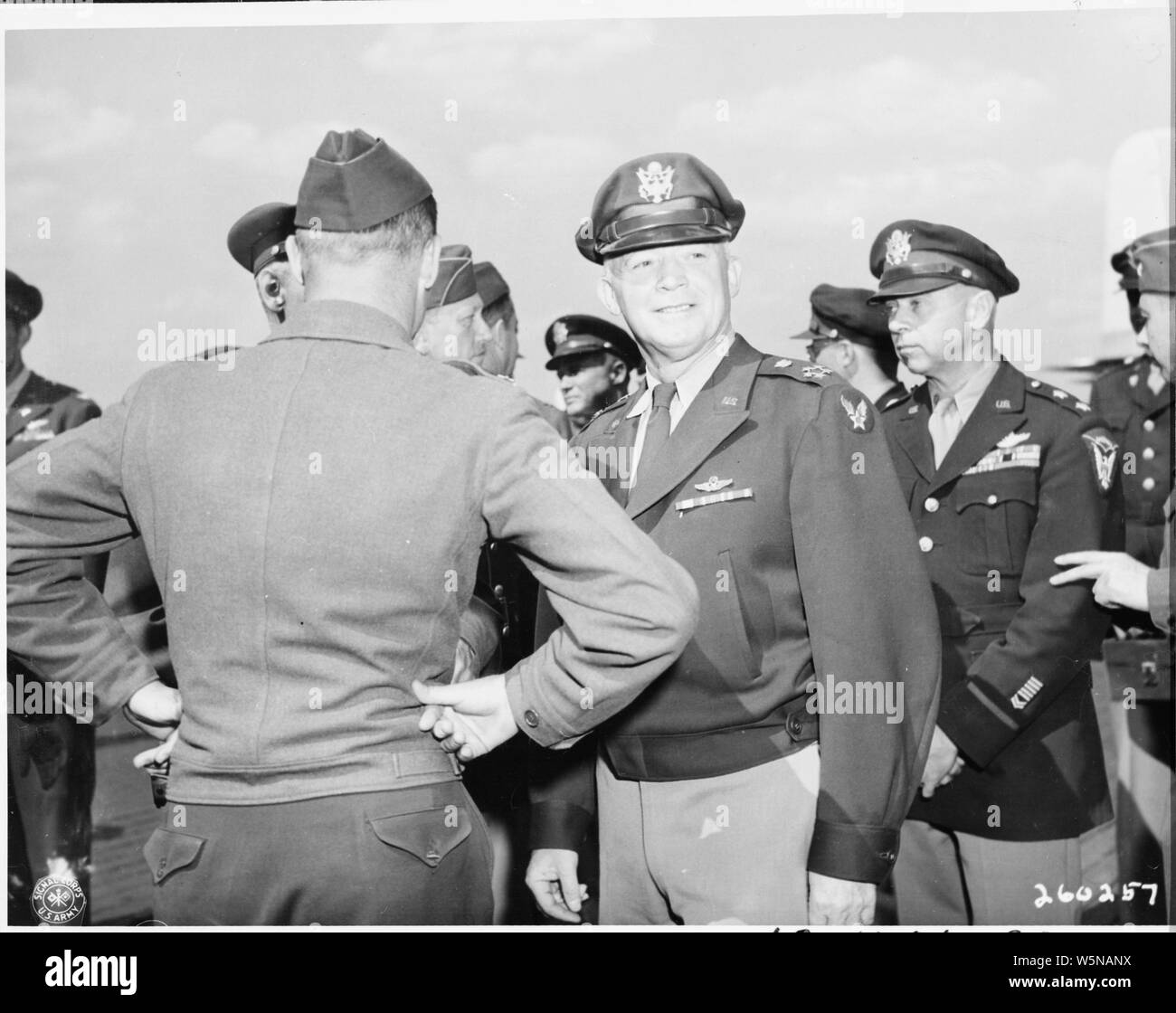 General of the Army Air Forces, Gen. Henry Hap Arnold, left, is greeted ...