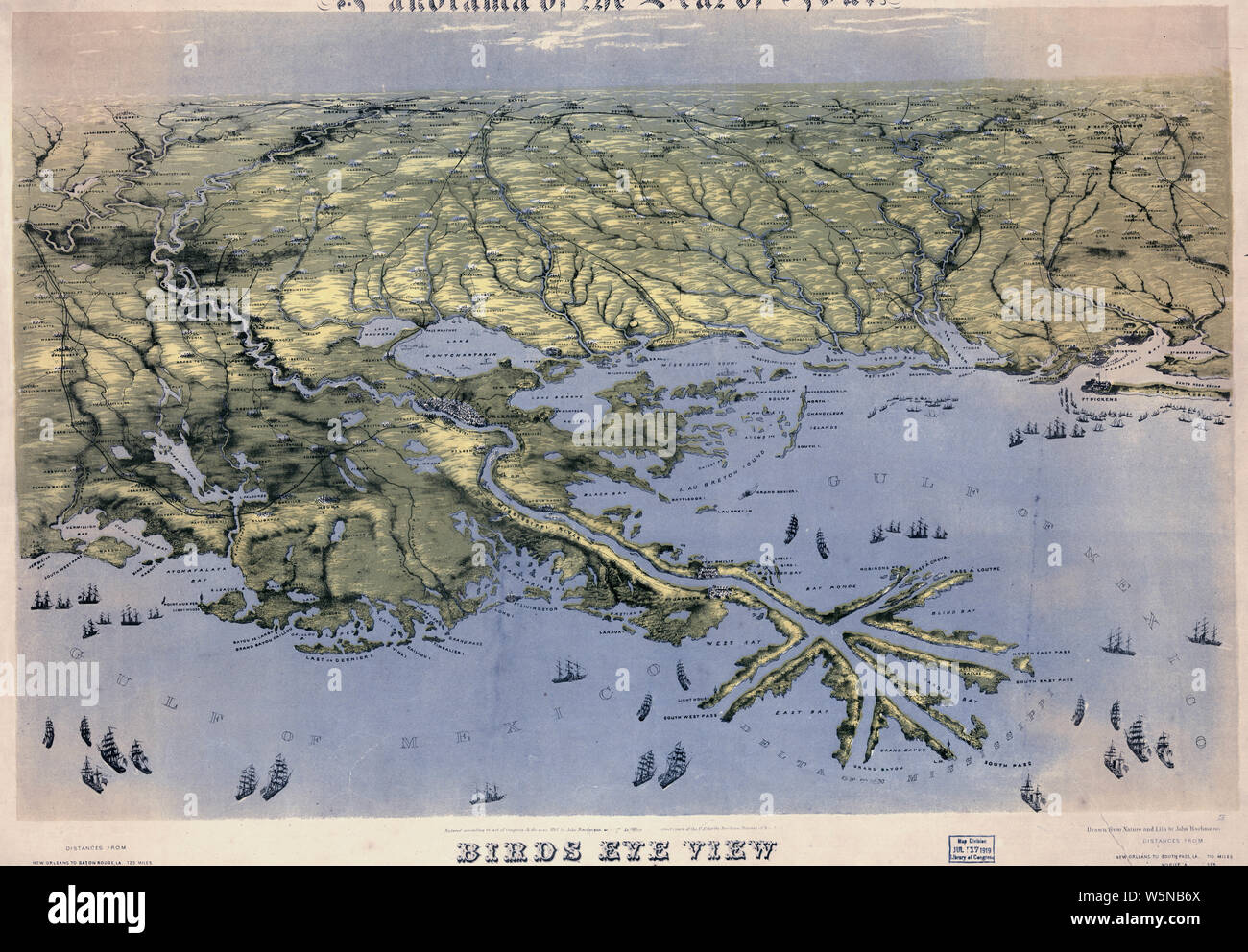 Civil War Maps 0193 Birds eye view of Louisiana Mississippi Alabama and ...