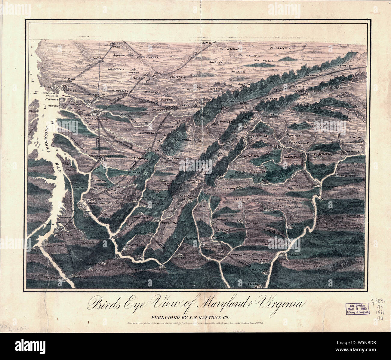 Civil War Maps 0194 Birds eye view of Maryland and Virginia Rebuild and ...