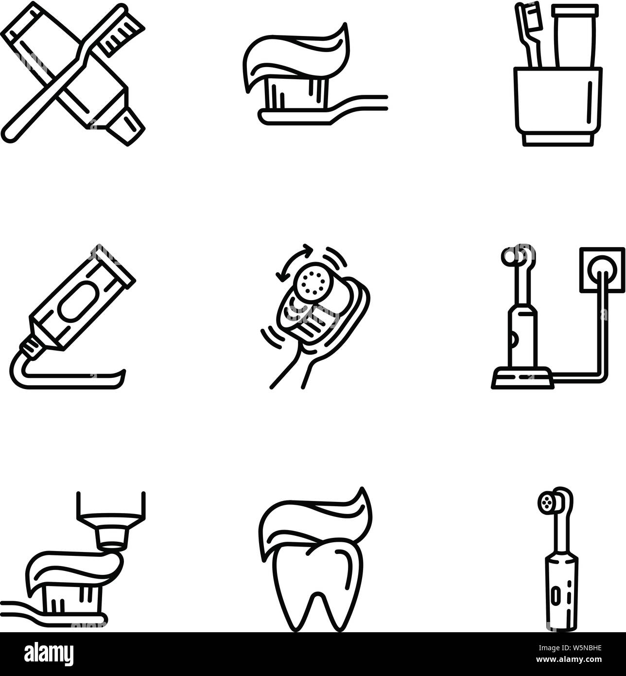 Dental tooth care icon set. Outline set of 9 dental tooth care vector ...
