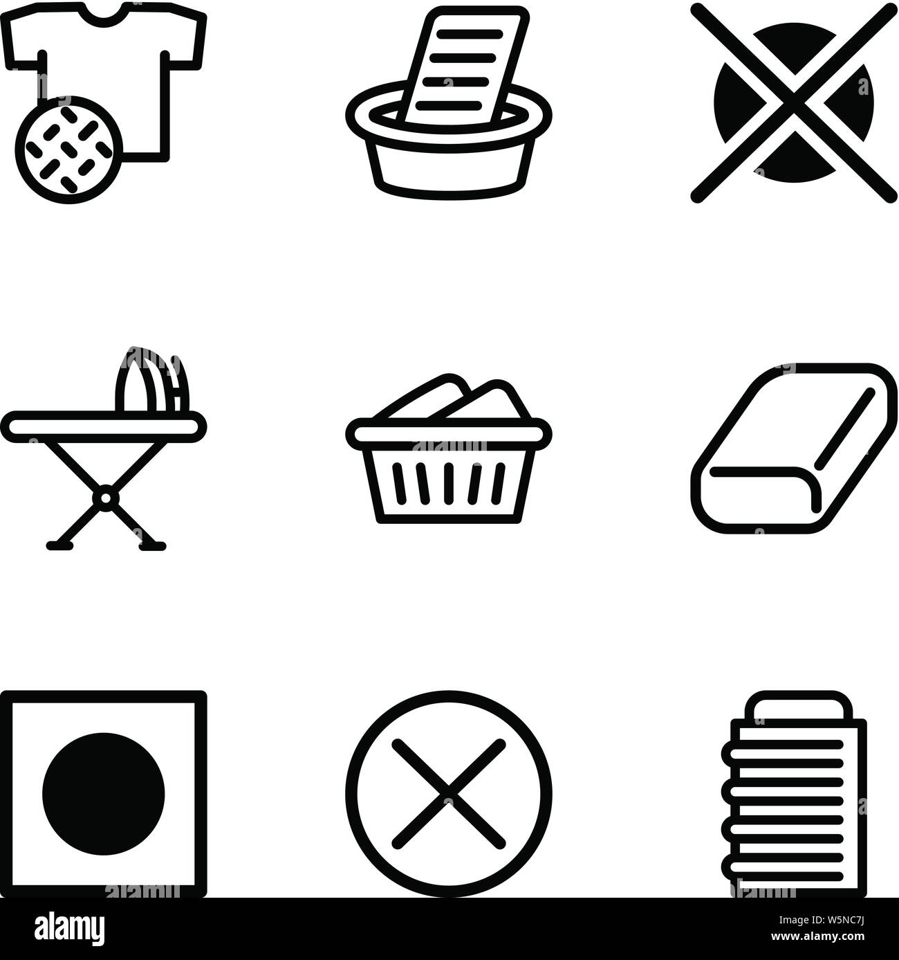 Laundry icon set. Outline set of 9 laundry vector icons for web design ...
