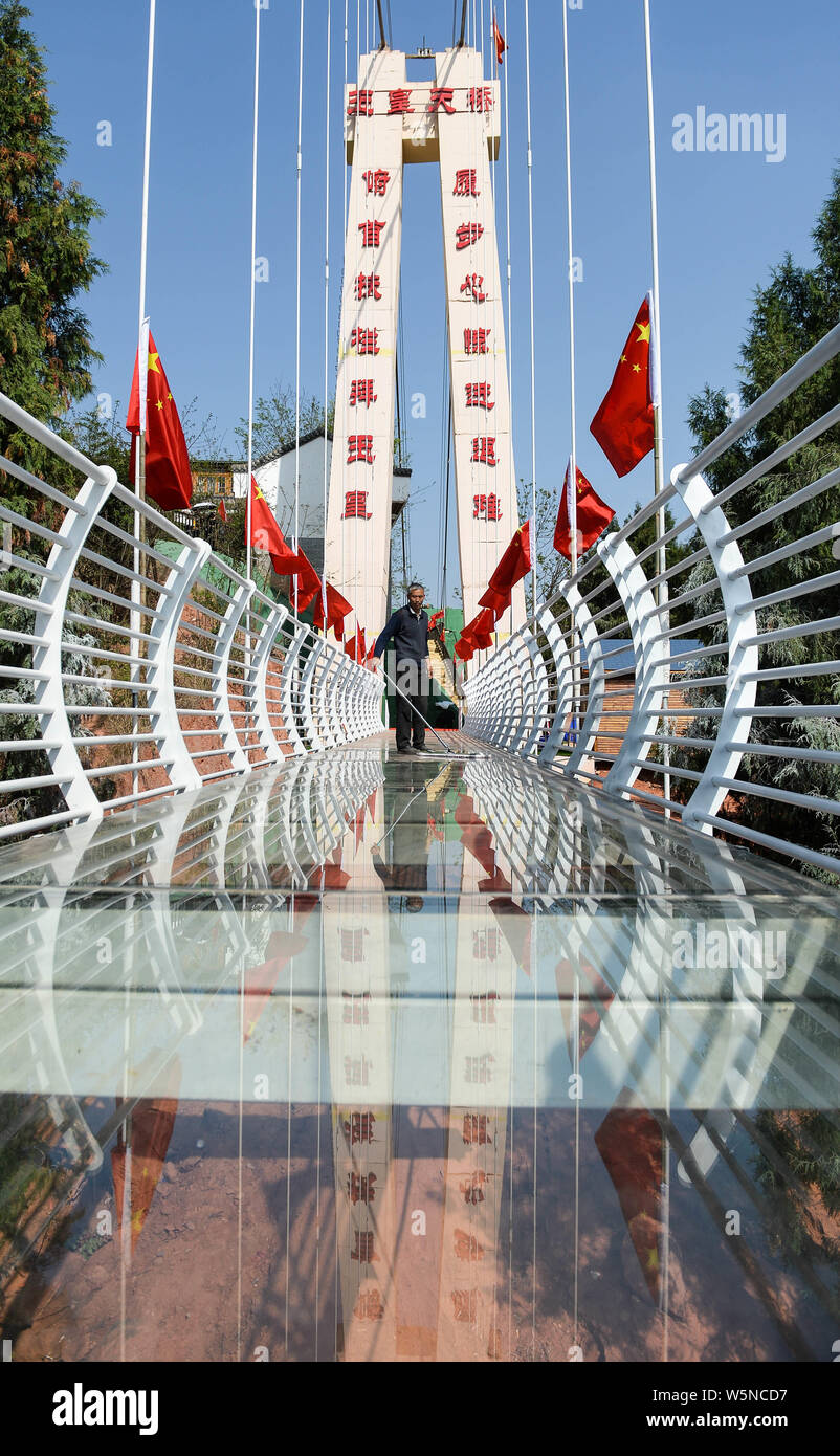 Aerial view of a new glass-bottomed bridge to open to tourists around ...