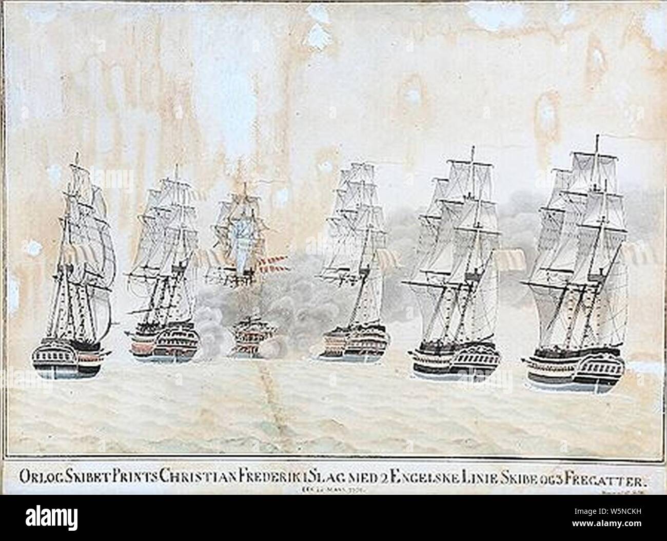 Danish Navy Ship Prince Christian Frederik battles with 2 English ships ...
