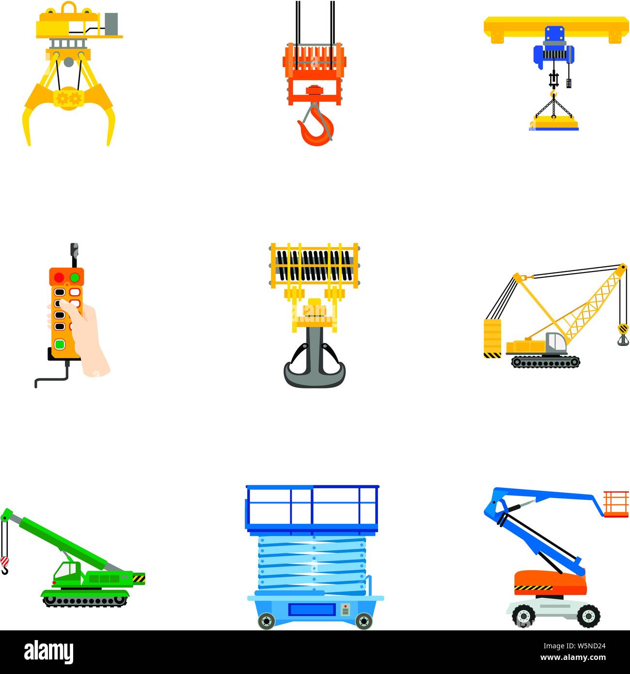 Lifting equipment icon set. Flat set of 9 lifting equipment vector ...