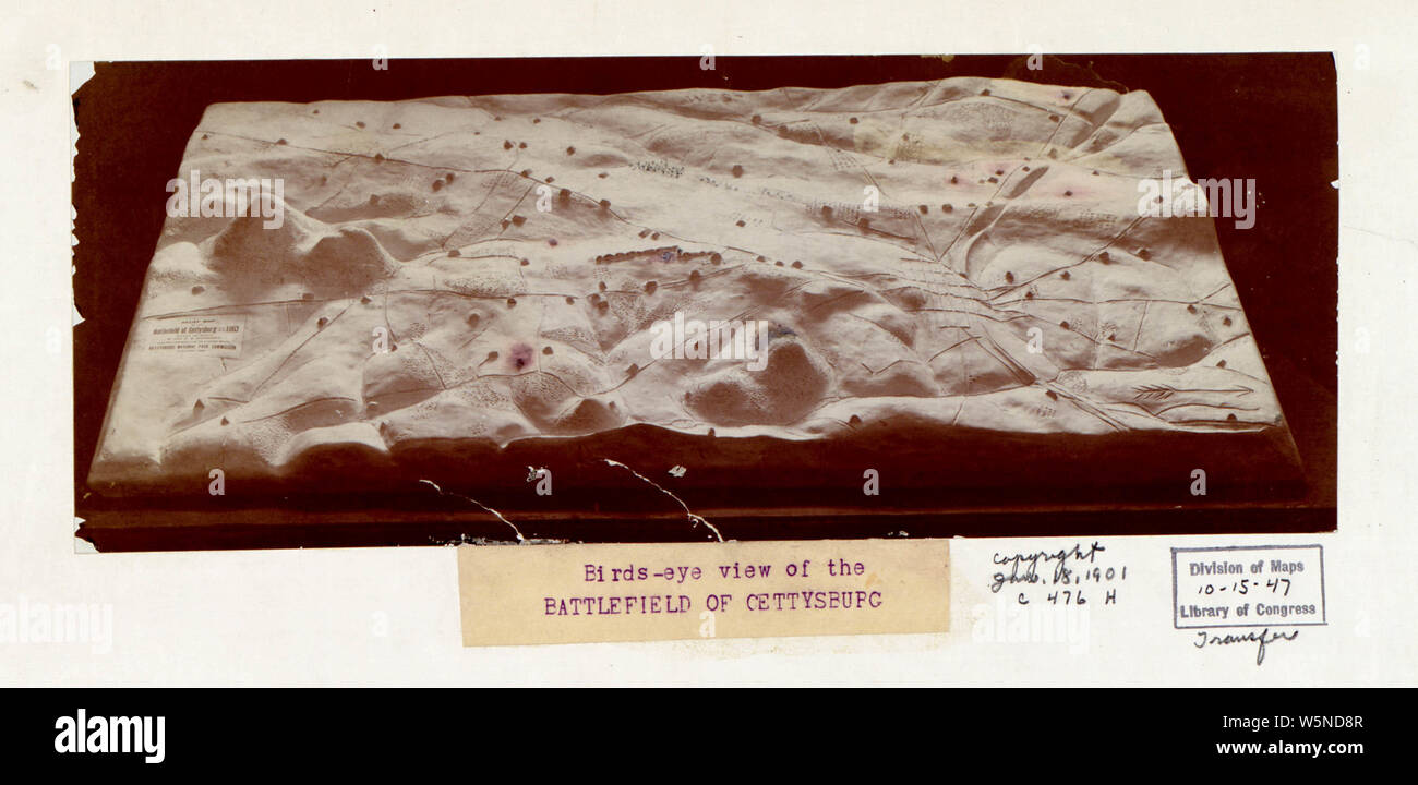 Civil War Maps 0203 Birds-eye view of the battlefield of Gettysburg ...