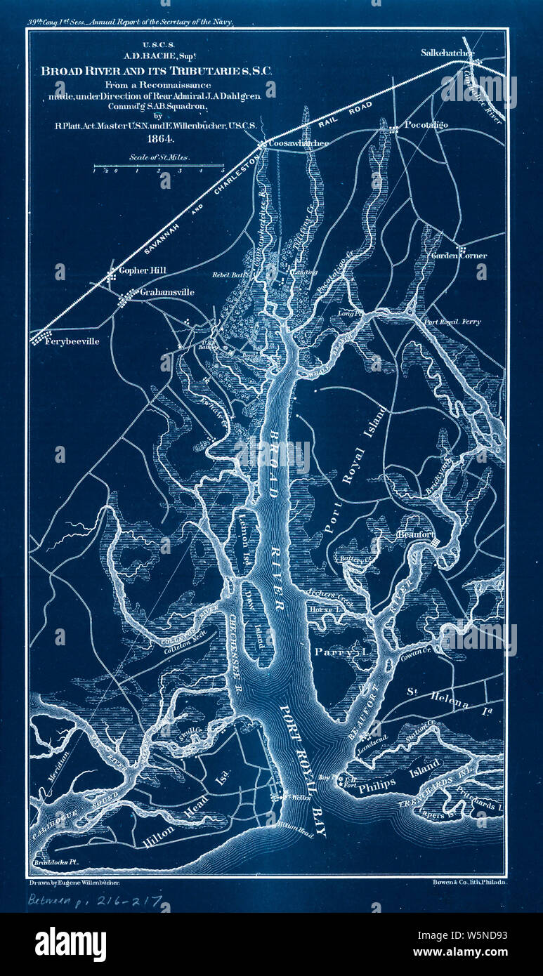 Civil War Maps 0211 Broad River and its tributaries SC Inverted Rebuild ...