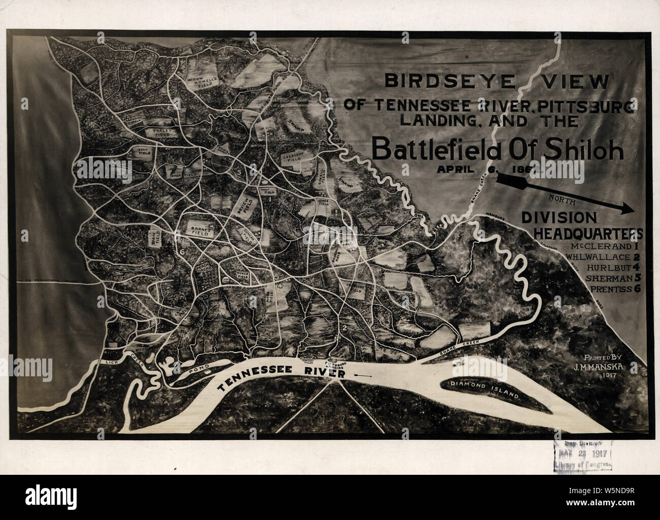 Civil War Maps 0204 Birdseye view of Tennessee River Pittsburg Landing ...