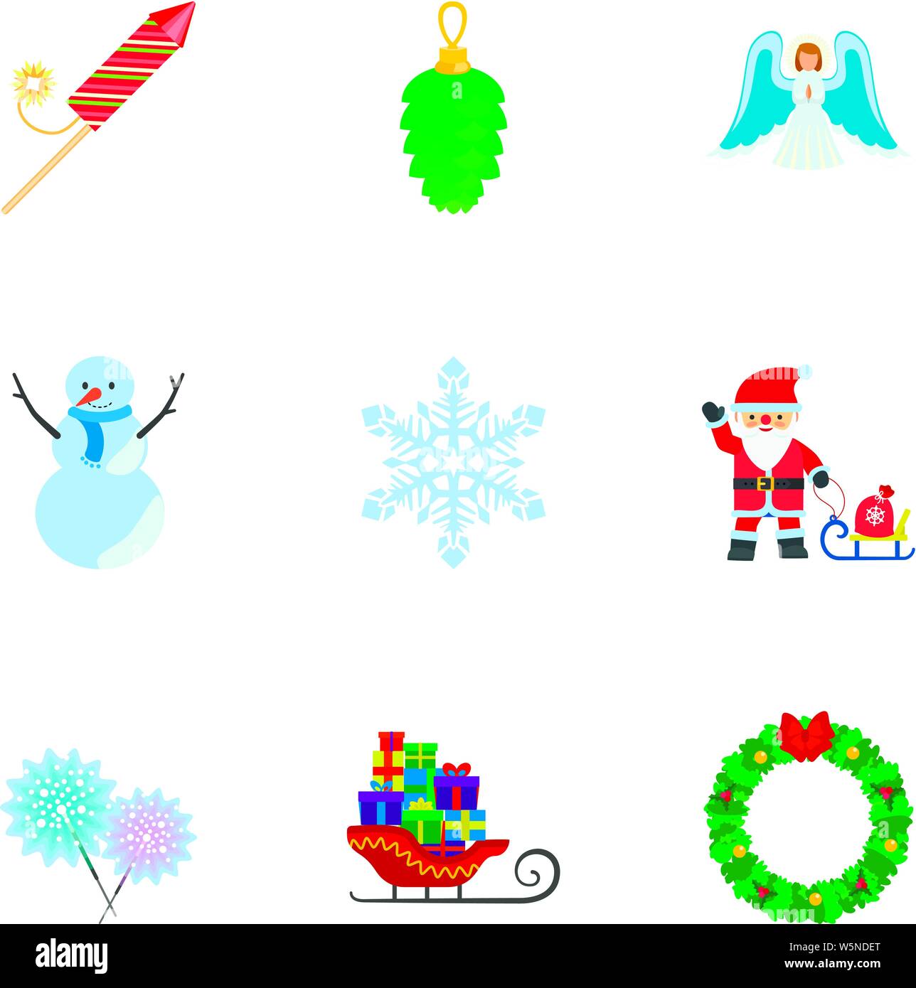 Xmas icon set. Flat set of 9 xmas vector icons for web design isolated ...