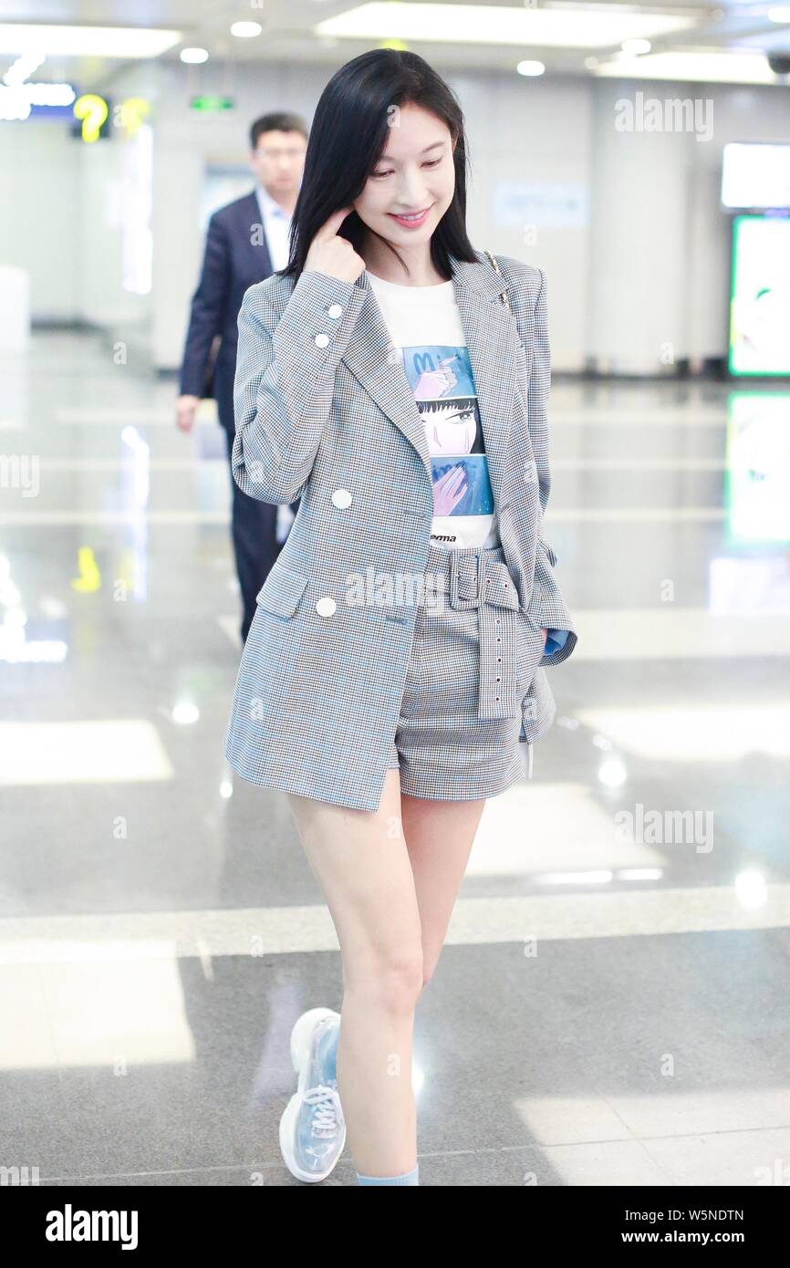 Chinese actress Zhang Li arrives at the Beijing Capital International ...
