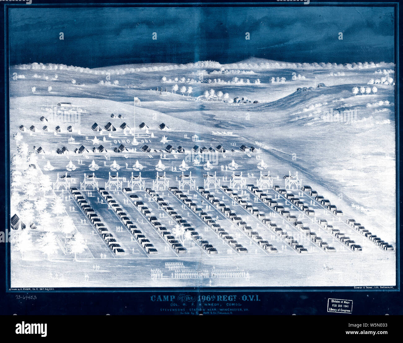 Civil War Maps 0218 Camp of the 196th Regt OVI Col R P Kennedy comdg ...