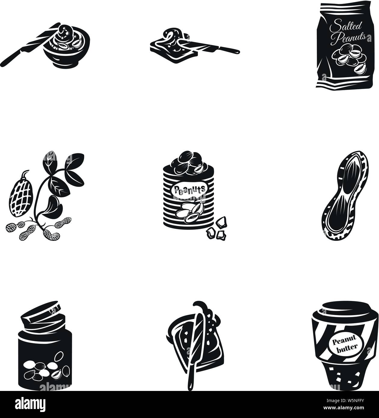 Peanut butter icon set. Simple set of 9 peanut butter vector icons for ... Peanut butter icon set. Simple set of 9 peanut butter vector icons for ...