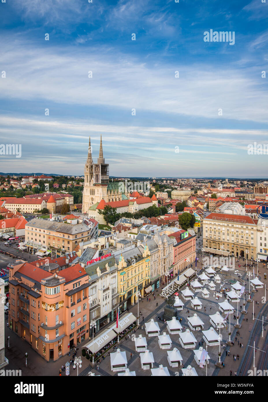 Zagreb main square seen from the Zagreb Eye sightseeing point Stock ...