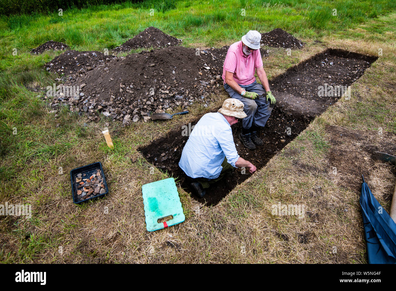 Example of an archaeological dig site with excavation pits in the ...