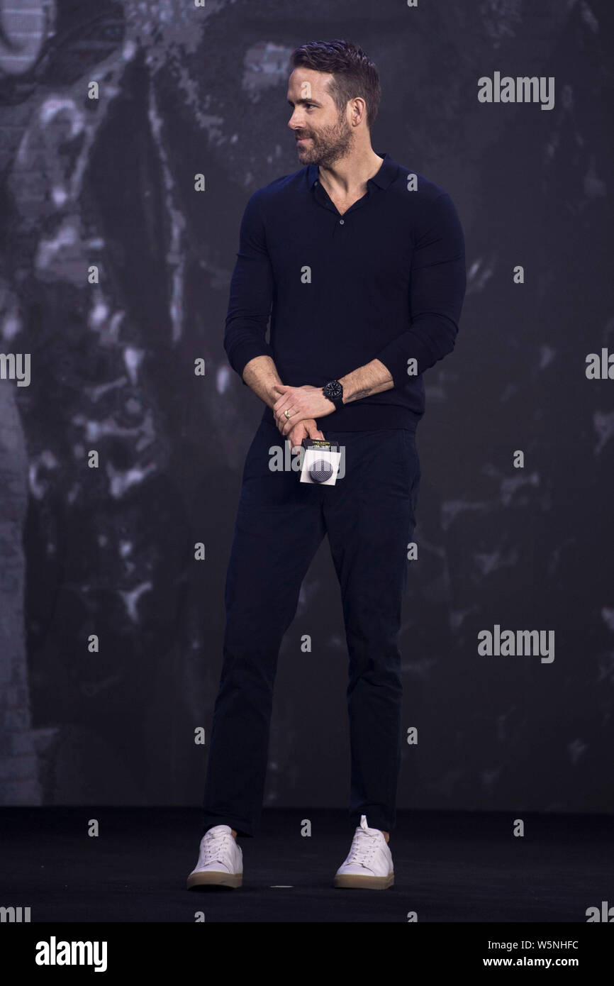 Canadian-American actor Ryan Reynolds attends a press conference for ...