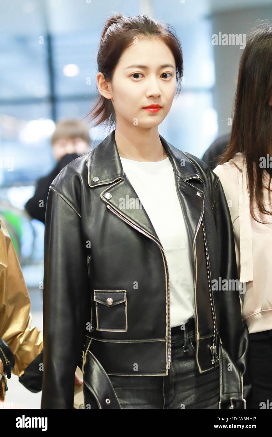 Chinese actress Yukee Chen or Chen Yuqi arrives at the Shanghai Hongqiao International Airport ...